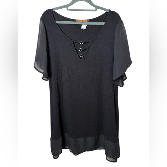 Belldini | Tops | Belldini Black Blouse With Sheer Sleeves | Poshmark